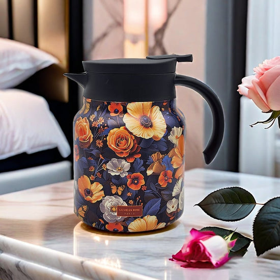 Vintage Floral Pattern Tea Thermos – Built-In Infuser – mamymarket.com