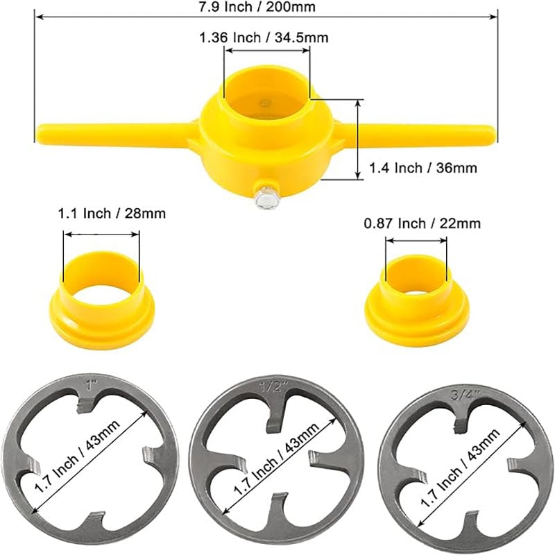 mamymarket™-6-Piece Set Of Water Pipe Die Plastic Pipe Die Tap Wrench ...