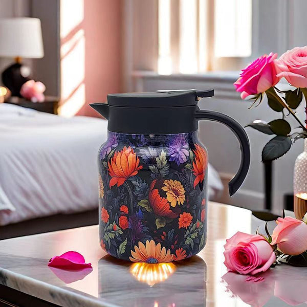 Vintage Floral Pattern Tea Thermos – Built-In Infuser – mamymarket.com