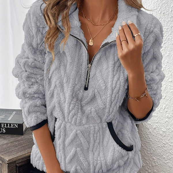 🔥Half-Zip Fuzzy Pocket Sweatshirt – mamymarket.com